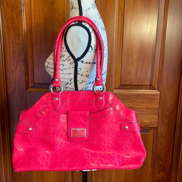 Guess | Bags | Guess Shiny Red Leather Toteshoulder Purse | Poshmark